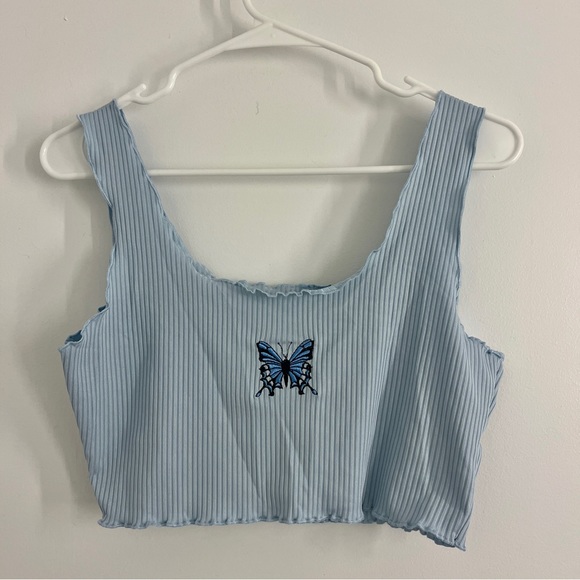 SHEIN | Tops | Baby Blue Shein Ribbed Crop Tank | Poshmark